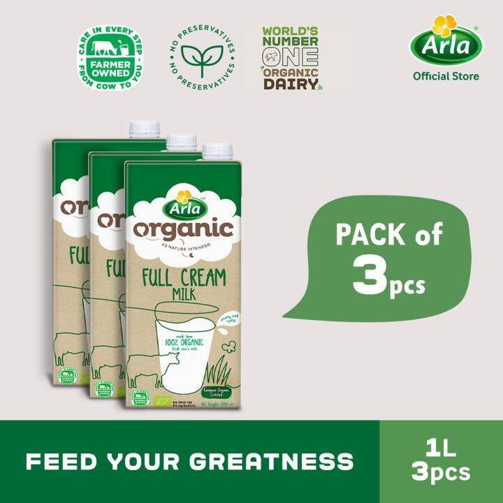 Arla Organic Full Cream Milk 1L 3-Pack | Lazada PH