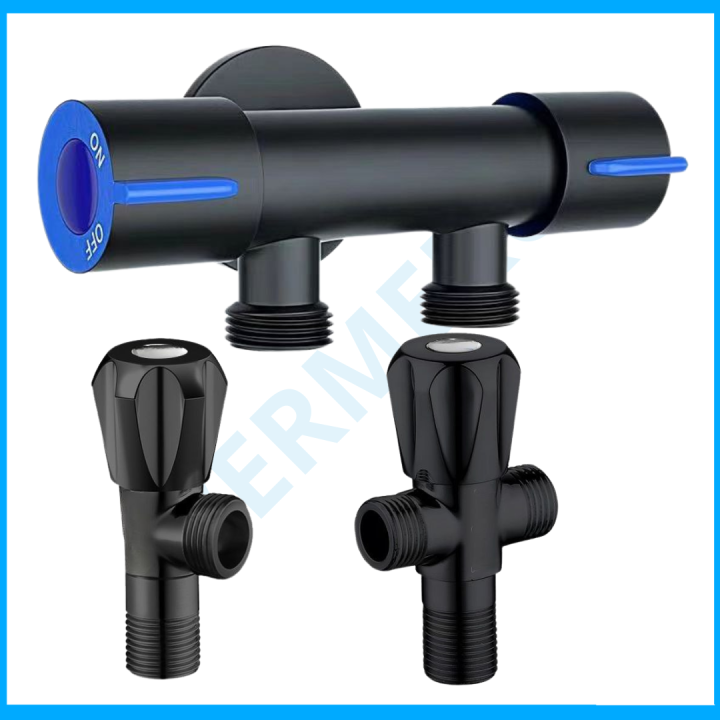 Vermerch Original Angle Valves Matte Black SUS304 Heavy Duty 1Way 2Way Angle Valve Stainless ...