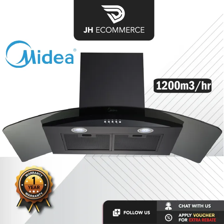 Midea 1200m3 /hr Cooker Hood MCH-90MV1 with Charcoal Filter | Lazada