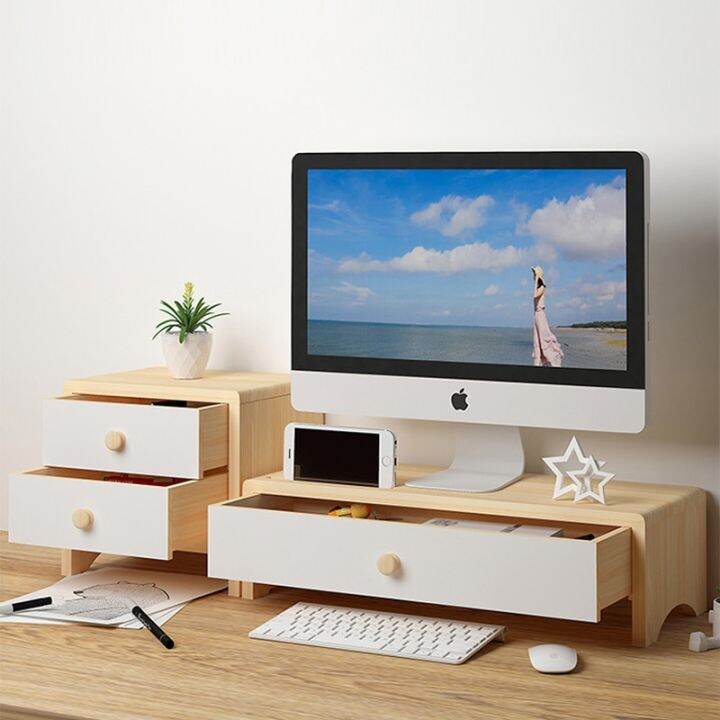 Solid Wood Monitor Heightening Stand Desktop Computer Shelf Desktop ...