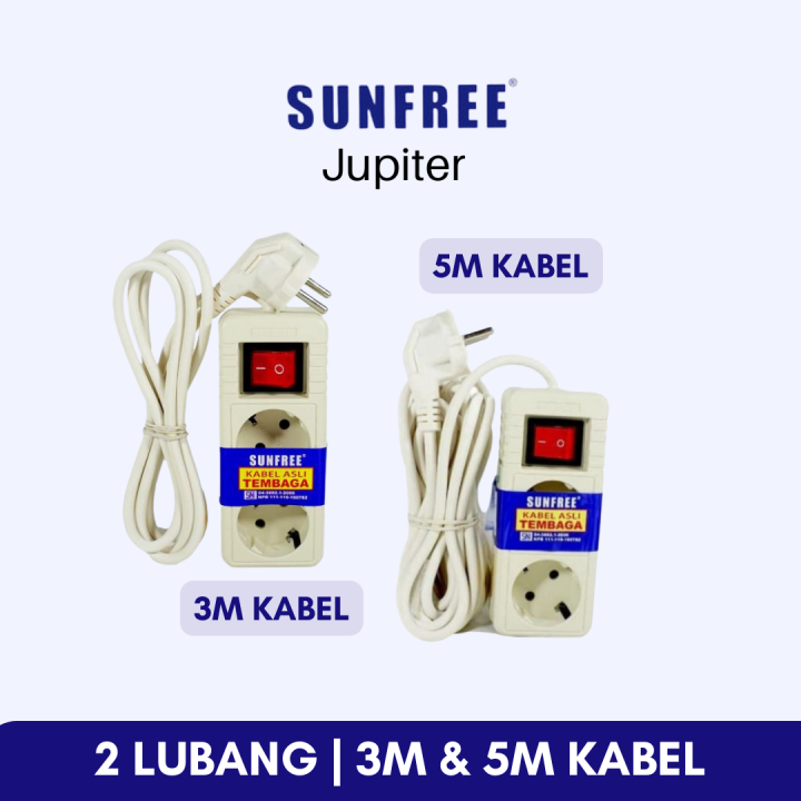 Sunfree Jupiter Stop kontak 2 Lubang Kabel 3M & 5M / Sambungan kabel | Lazada Indonesia