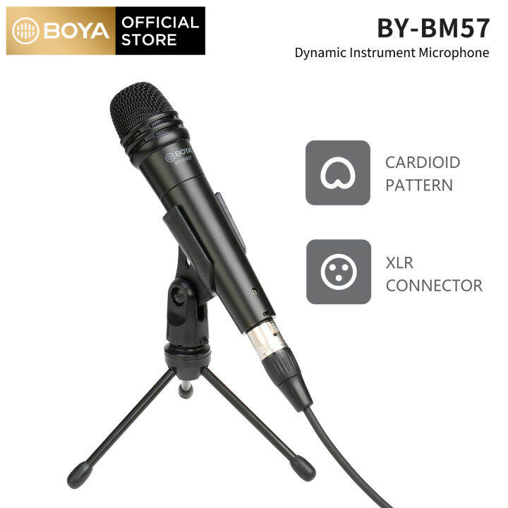 BOYA BY-BM57 Professional ไมโครโฟนแบบไดนามิก Cardioid สังกะสีอลูมิเนียมอัลลอยด์5เมตรสายเคเบิล ...