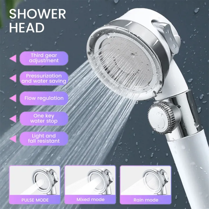 Adjustable 3 Speed Universal Shower Pressurized Shower Head Shower Bath ...