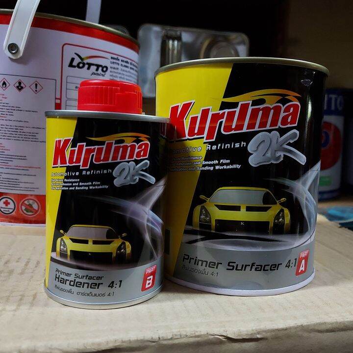 สีรองพื้น TOA KURUMA 2K พ่นรองพื้นรถยนต์ 4:1 สีเทา สีรองพื้น2k พร้อมฮาร์ด Primer surface 1 ลิตร ...
