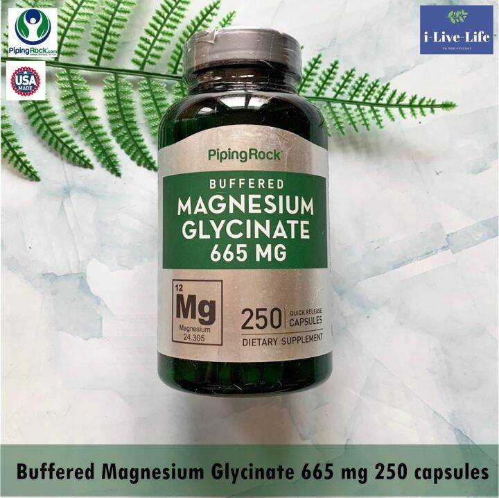 PipingRock - Buffered Magnesium Glycinate 665 mg 250 Capsules ...