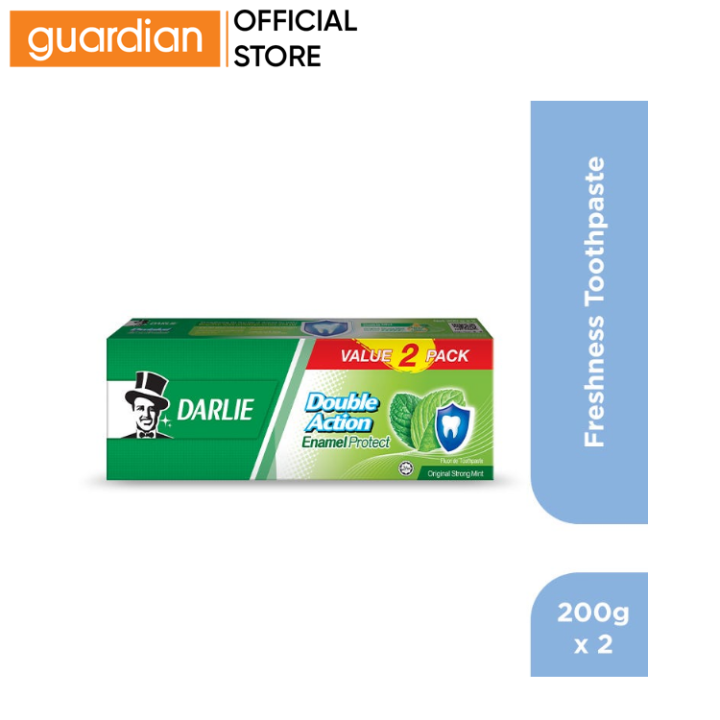Darlie Double Action Enamel Protect Toothpaste Original Strong Mint 200g x 2 (Value Pack) | Lazada