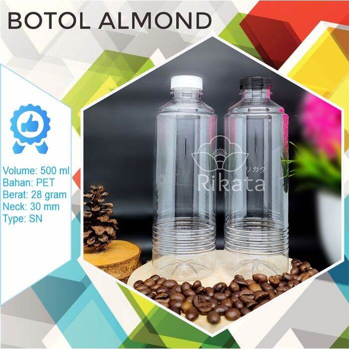 PAKET 10 PCS Botol Plastik Almond 500 ml - Botol Almond 500 ml/ Botol Pristine 28gr / Botol Kopi ...