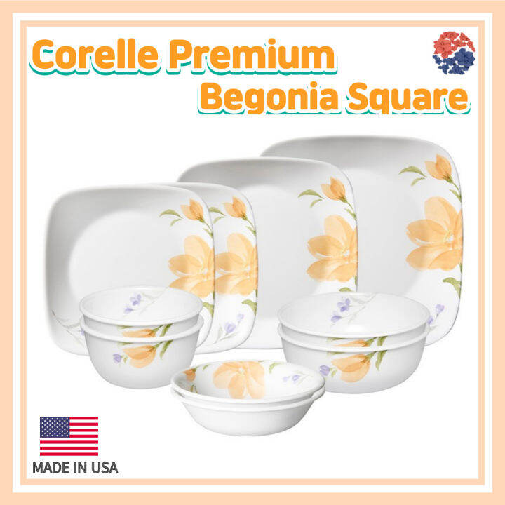 Corelle Premium Begonia Square10p Set/Corelle USA set/Plate Set ...