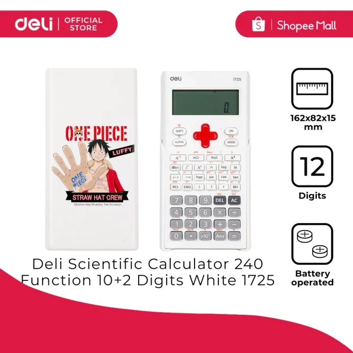 Deli 1725 One Piece Scientific Calculator 240 Function 10 2 Digits ...