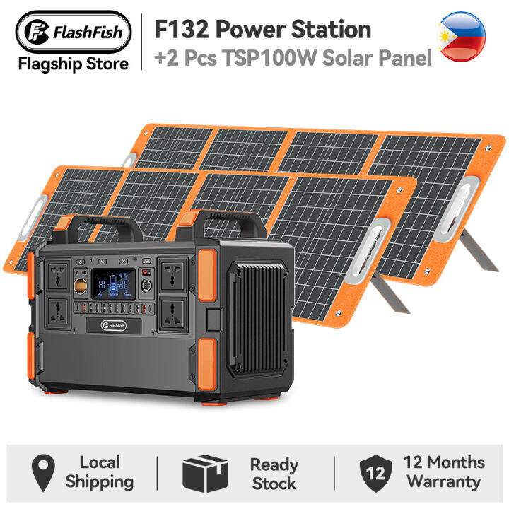 FlashFish Power Station F132 with 2PCS TSP100W Solar Panel Included 1048Wh Portable Solar ...