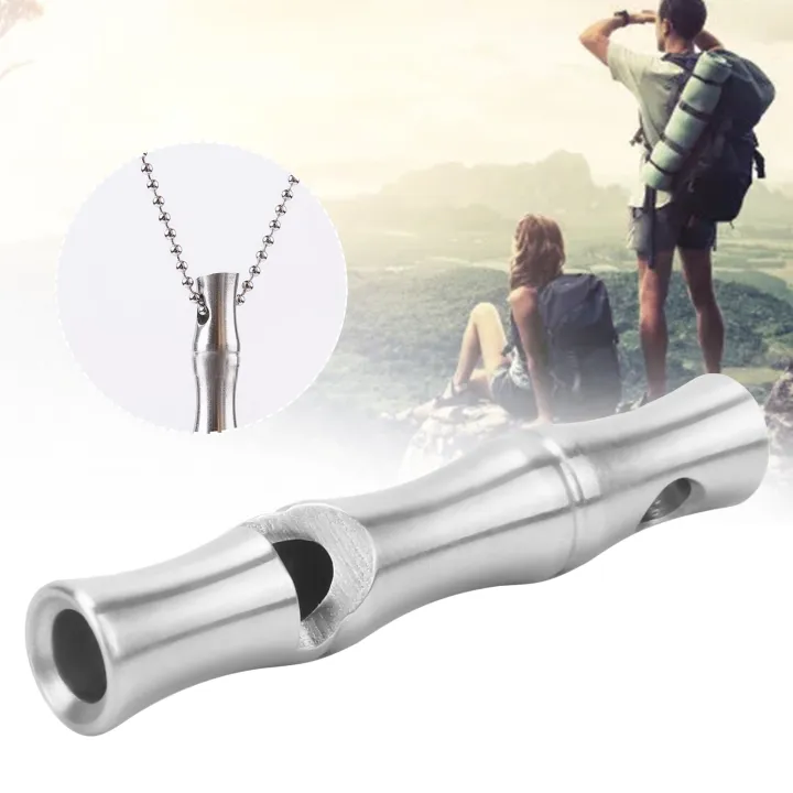 Outdoor Pocket Survival Whistle สแตนเลสเสียงดังเสียงนกหวีดร่วมไม้ไผ่ ...