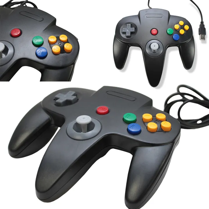 Black USB Wired Classic Nintendo 64 N64 Style Controller สำหรับ PC MAC ...