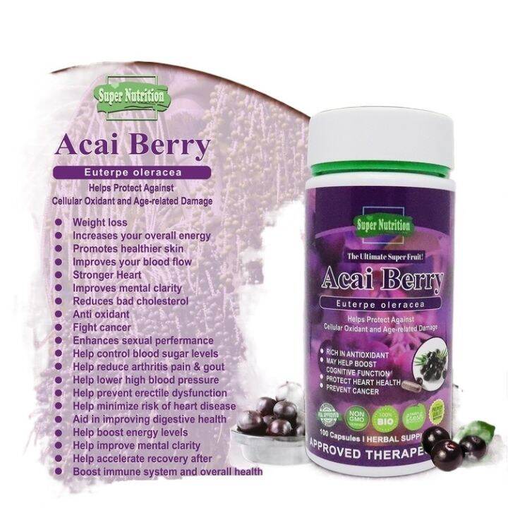 Super Nutrition Acai Berry Herbal Supplement 100 Capsule x 500mg ...
