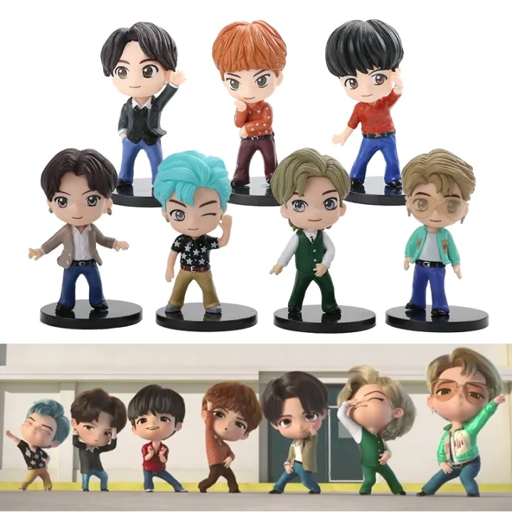 7Pcs/Set BTS TinyTAN Figure Dynamite Bangton Boys Groups BTS Tiny TAN Mini Figurine Collection ...