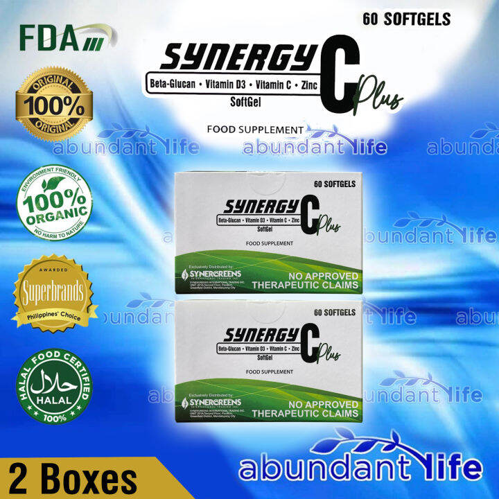 2 Box SYNERGY-C Plus with Beta-glucan,VitaminD3,Vitamin Cand zinc ...