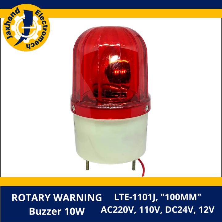 Rotary Warning Light with Buzzer 10W, 12VDC, 24VDC, 110VAC, 220VAC, RED ...