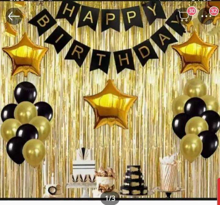 Birthday Set #822890022 Black Gold Theme Decoration Party Set | Lazada PH