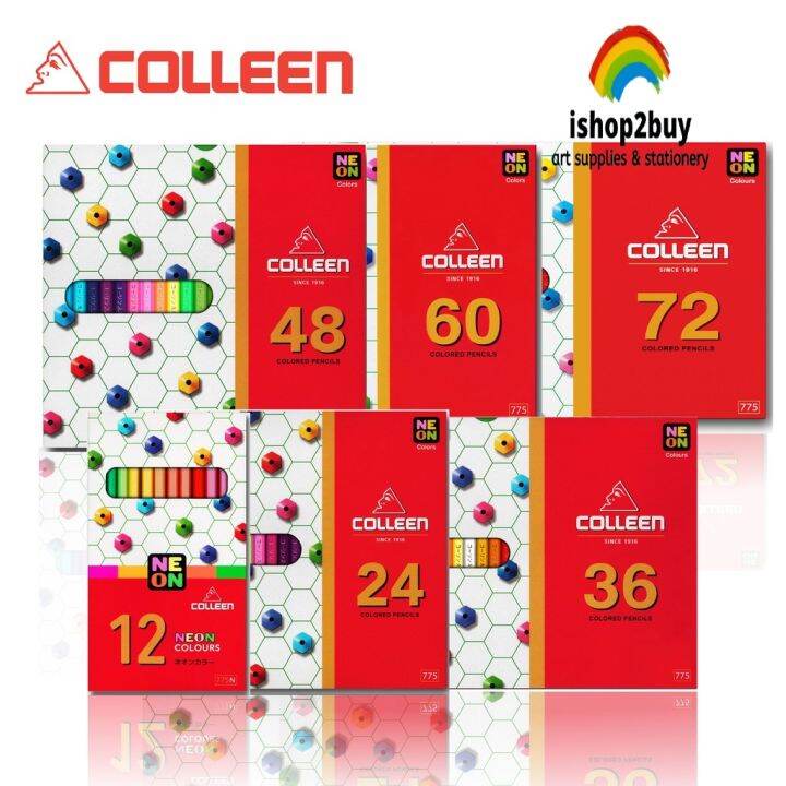 COLLEEN Color Pencil Hexagon Colour Pencil 12 48 60 72 Colors 775 Neon ...