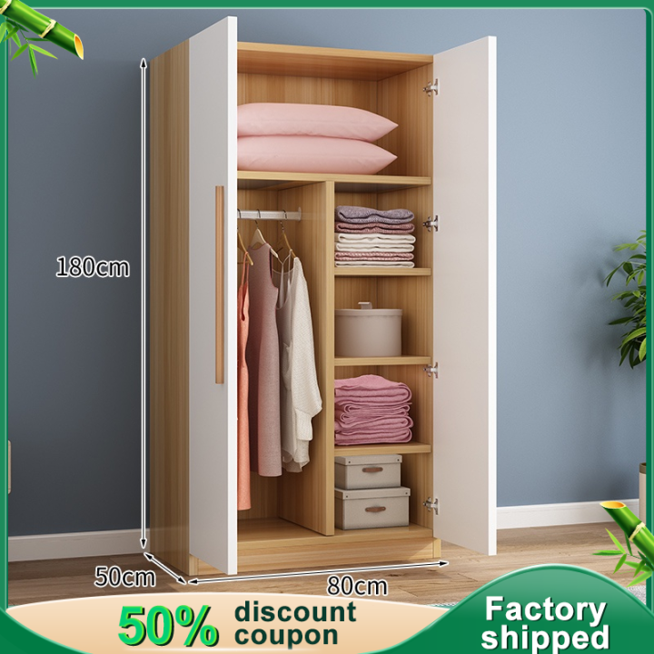【Available】Wardrobe Cabinet Wood 180CM White 3 Doors Simple Assembly ...