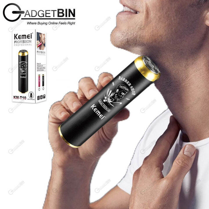 KEMEI KM-T10 Mini Men Electric Shaver Wet and Dry Use USB Rechargeable Portable Shaving Machine ...