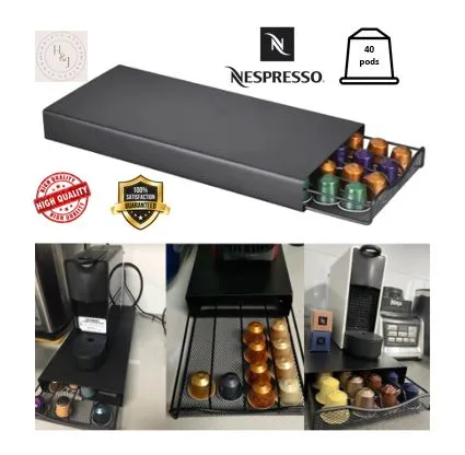 Nespresso Coffee Pods 40 Capsules Metal Holder Drawer Organizer ...