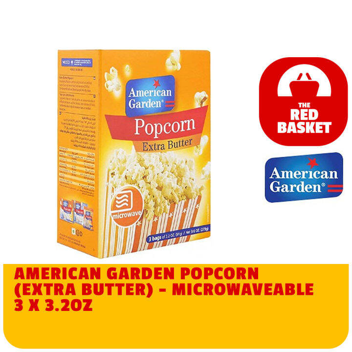 AMERICAN GARDEN POPCORN (EXTRA BUTTER) – MICROWAVEABLE POPCORN 3 X 3 ...