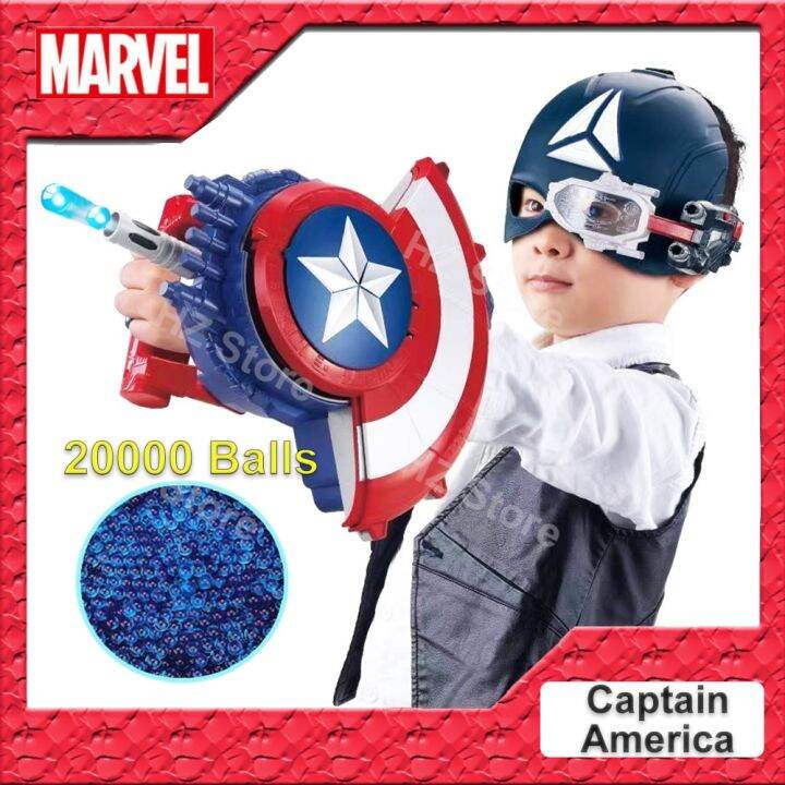 Marvel Captain America Shield Laher Gel Blaster Splatter Ball Superhero ...