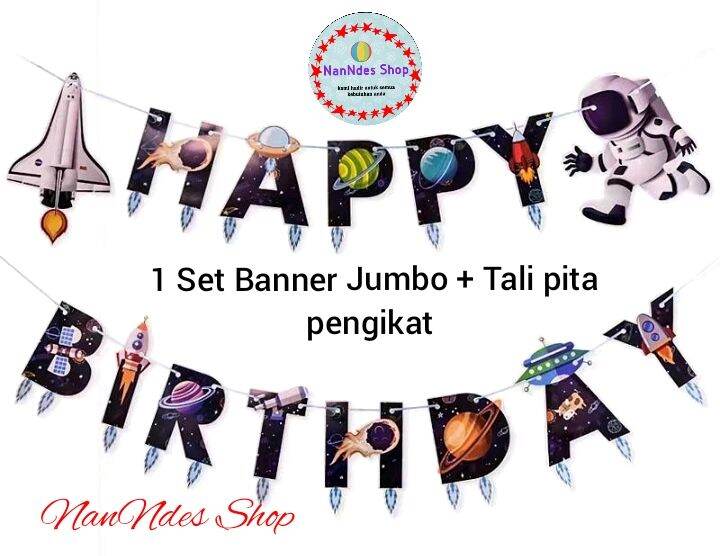 Banner ASTRONOT Bentuk ulang tahun Happy birthday JUMBO Besar/ bunting ...