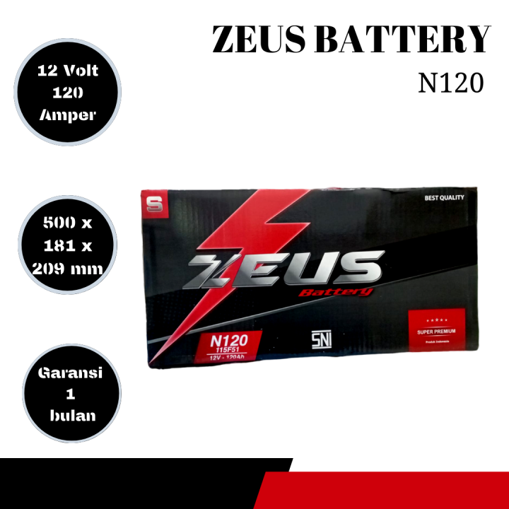 Aki Zeus Super Premium N120 (115F51) 12v 120Ah / 12v120Ah Aki Basah | Lazada Indonesia