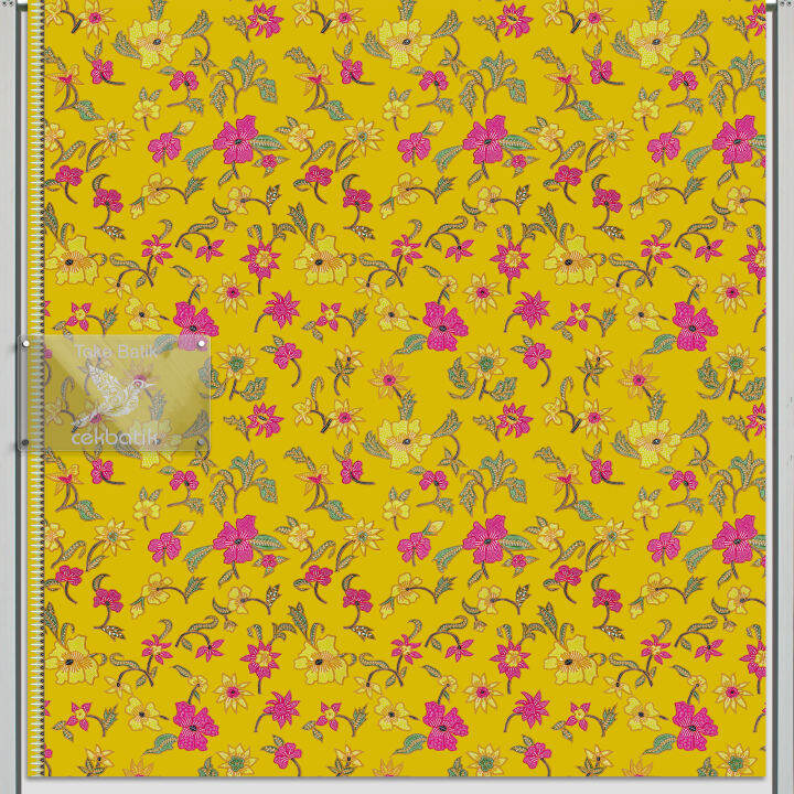 kain batik - Motif Bunga Warna (Pink Fanta & Kuning Lemon) Unik Manis ...