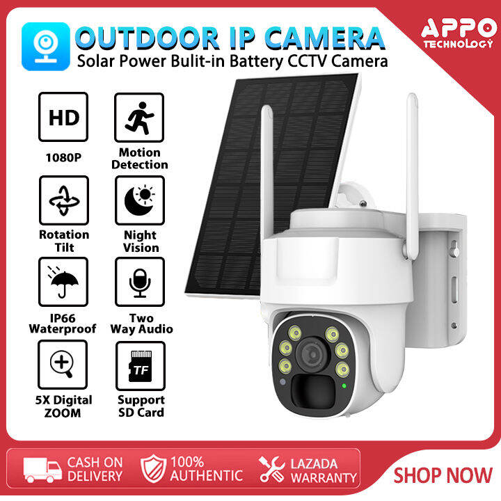 V380 Pro T3 Solar Power CCTV camera HD 1080P built-in 8000mAh battery ...