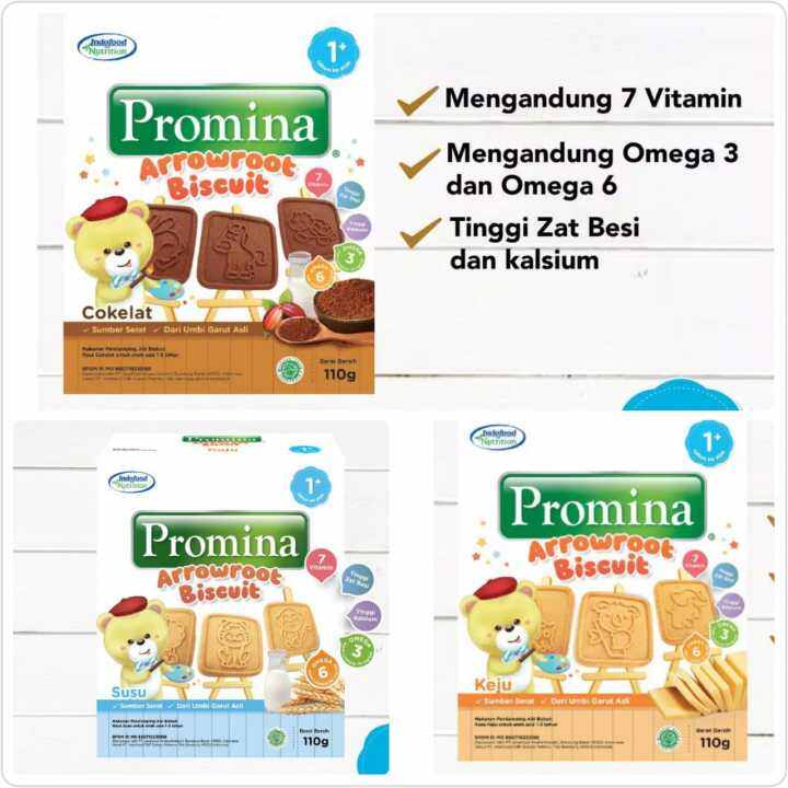 Promina Cookies Arrowroot Keju Susu Coklat Biskuit Snack Bayi Cemilan ...