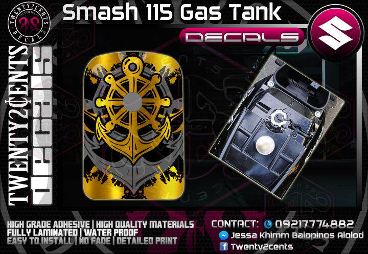 Suzuki Smash 115 High-Quality Gas tank Decal Stickers gold anchor ...