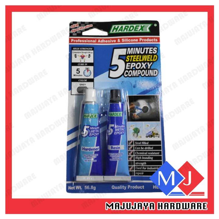 HARDEX HE-5 5 Minutes Steelweld Epoxy Metalweld Epoxy Compound 56.8G (2 ...
