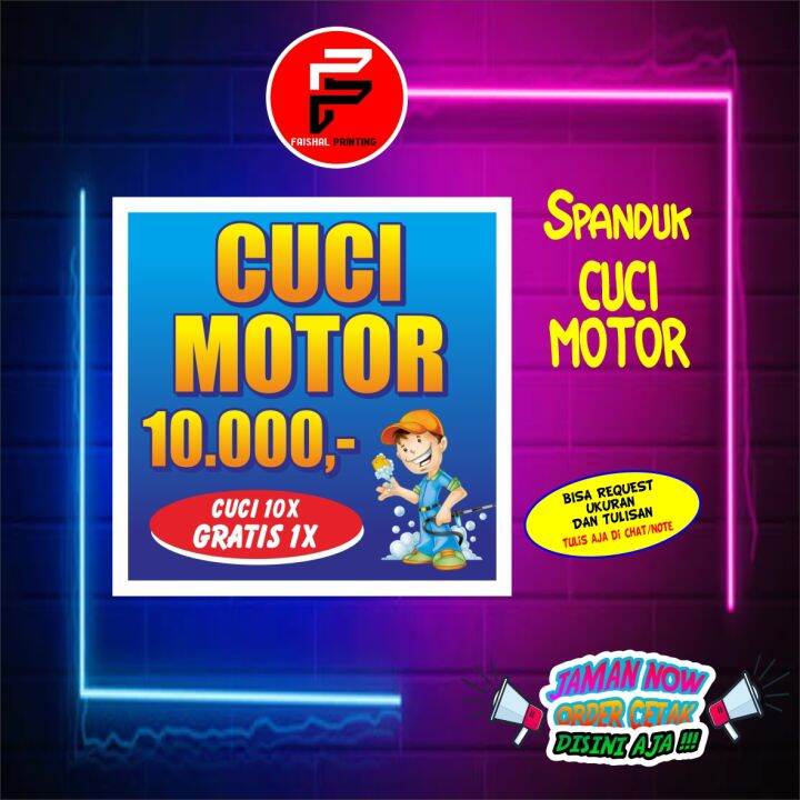Spanduk Cuci Motor / banner Cuci Steam Motor / Spanduk Custom Ukuran 1 ...