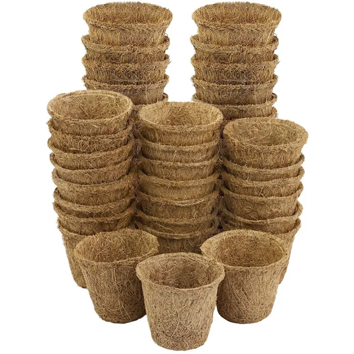 48 Pack Coco Coir Pots Biodegradable Plant Labels Mini Starter Pots for ...