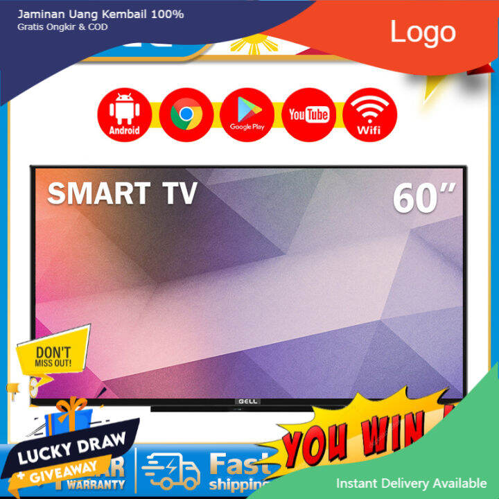 Smart TV 60 inches on sale flat on sale screen tv Netflix&Youtube Android TV Frameless Ultra ...