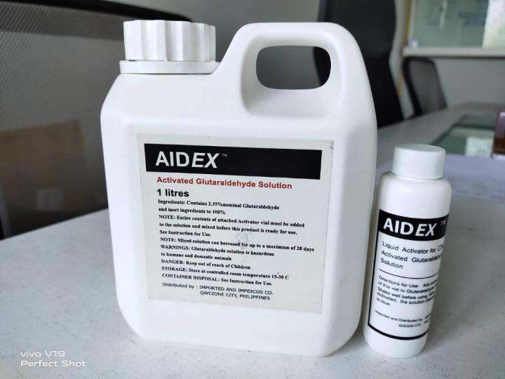 AIDEX 2% Glutaraldehyde 1L with Blue liquid activator สารกลูตารัลดีไฮน์ ...