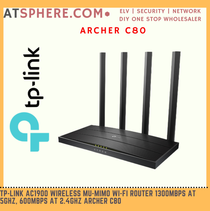 TP-LINK Tplink Archer C80 AC1900 Wireless MU MIMO Wifi Router 5 Gigabit ...