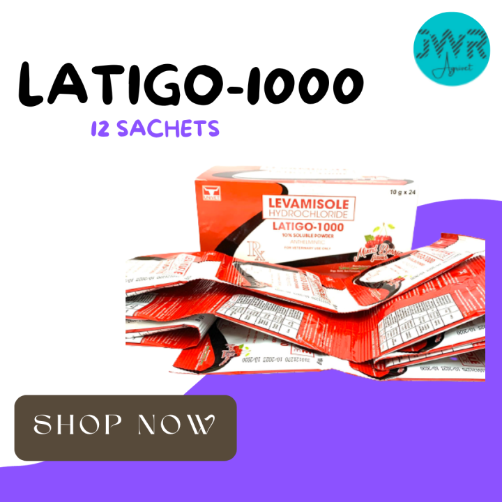[JWR AGRIVET] 12 sachets LATIGO - 1000 / Single Dose 2% Soluble Powder ...
