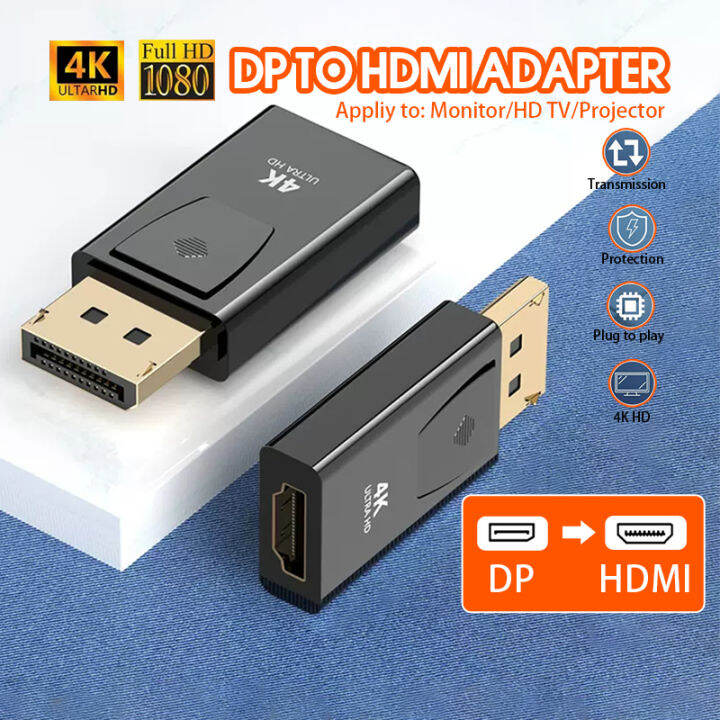 Display Port to HDMI Adapter 4K DP Male to HDMI Female Converter Audio ...