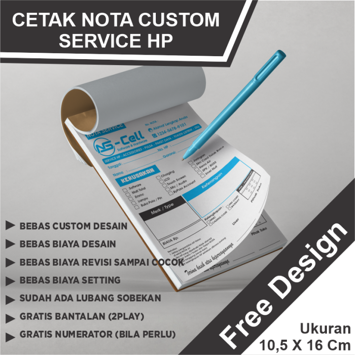 CETAK NOTA SERVICE HP CUSTOM - NOTA PENJUALAN - DLL | Lazada Indonesia