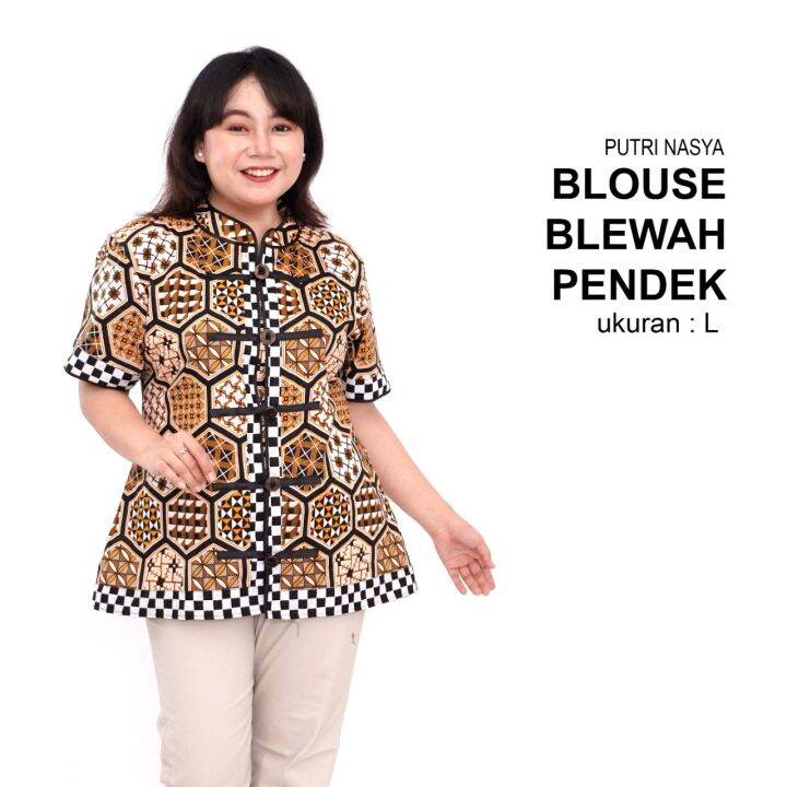 Blouse Big Size Wanita Atasan Batik Jumbo S M L Xl 2l 3l 4l 5l 6l 7l