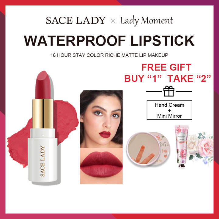 SACE LADY 16 Hour Stay Waterproof Lipstick Color Riche Matte Lip Makeup ...