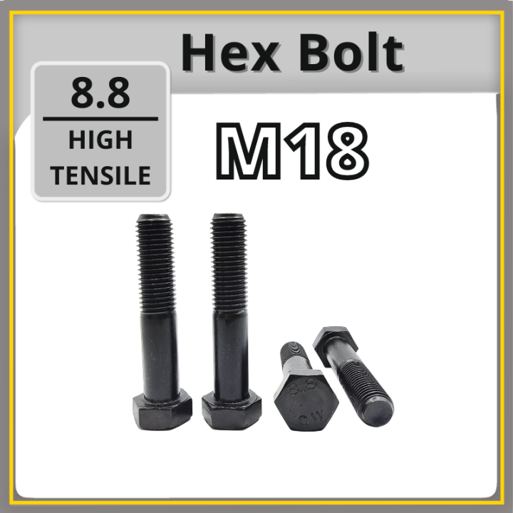 M18 Hex Bolt DIN931 | Half Thread Skru | Grade 8.8 High-Tensile Steel | Black Oxide Coating ...