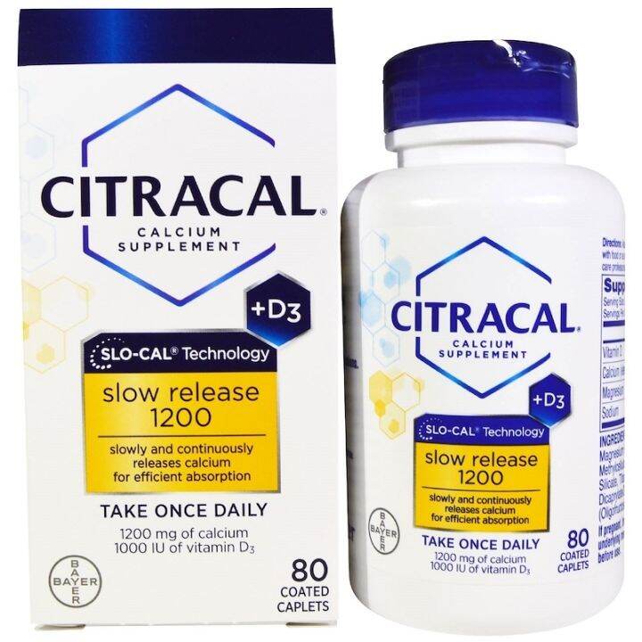 Bayer Citracal Sustained Release Calcium 600Mg D 500 IU 80 Tablets ...