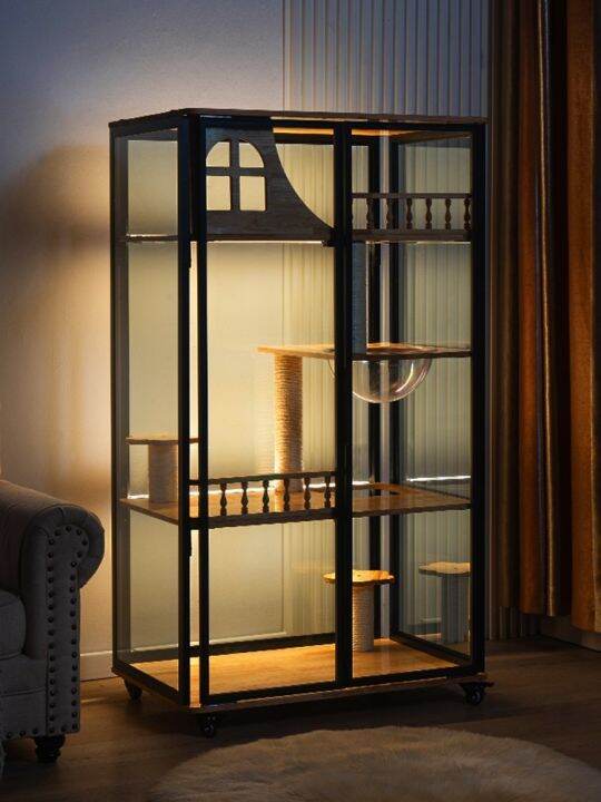 Cat House Cat Villa Home Cat Cage Solid Wood Cat Villa Large Indoor Cat ...