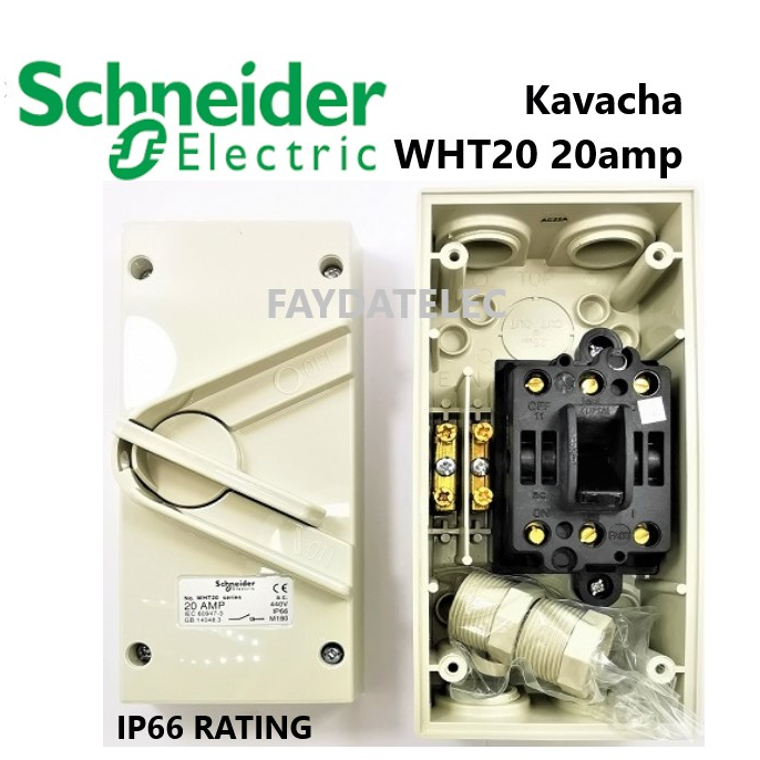 SCHNEIDER KAVACHA IP66 WHT20 20AMP 3POLES WEATHERPROOF ISOLATOR SWITCH ...
