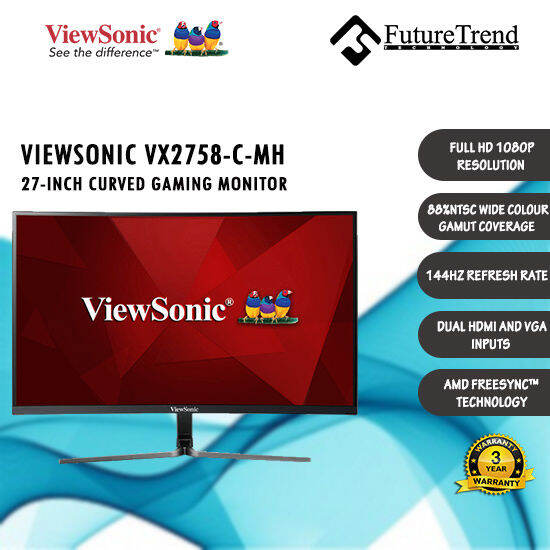 ViewSonic VX2758-C-mh 27" Full-HD 1080P 144Hz Refresh Rate Curved ...