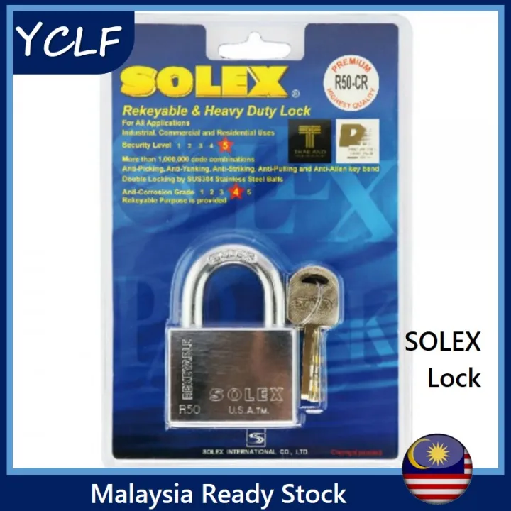 SOLEX Heavy Duty Padlock 50mm CR Stainless Steel | Lazada